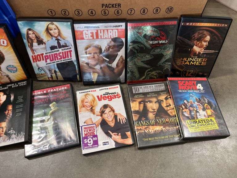Various DVDs in a box and a tote, used - Albrecht Auction Service