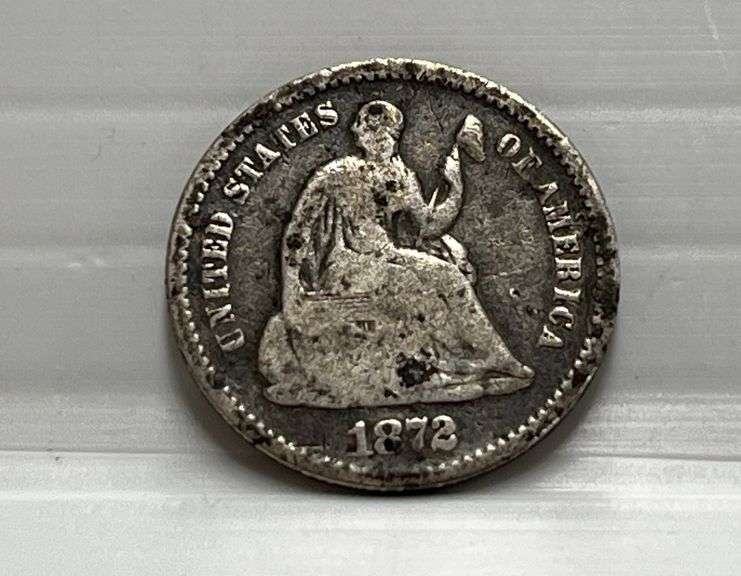 1872-S Seated liberty silver half dime, 90% silver, low mintage, only ...