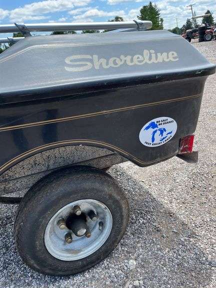 1980s Shoreline motorcycle trailer, 39" x 45" x 30", new tires and ...
