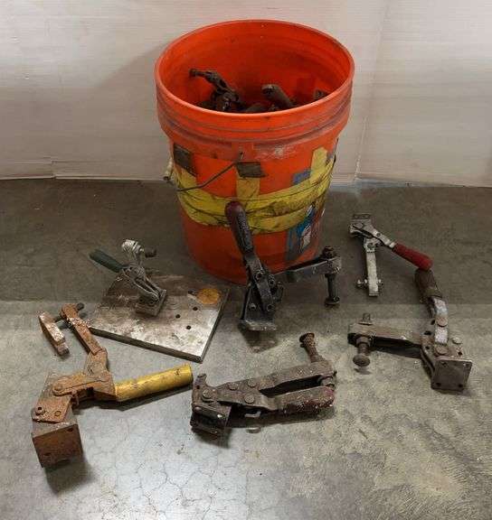 5-Gallon bucket of fixture clamps, approx. 7"L, used - Albrecht Auction ...