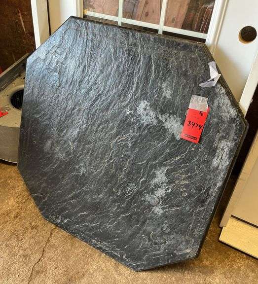 Black slate table top, 40" square, used, good - Albrecht Auction Service