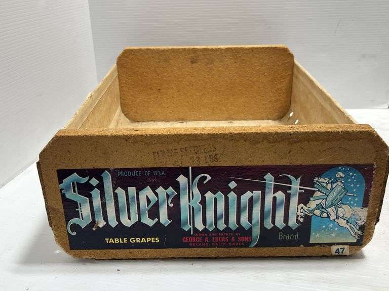 Wooden boxes: (2) Grape crates, 6" x 15" x 18"; (3) Wooden trays/boxes ...