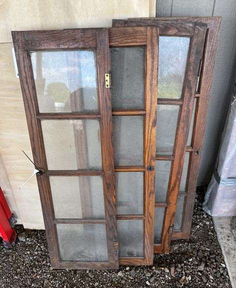 (4) 4-pane oak wood windows, each- 16" x 32", great - Albrecht Auction ...