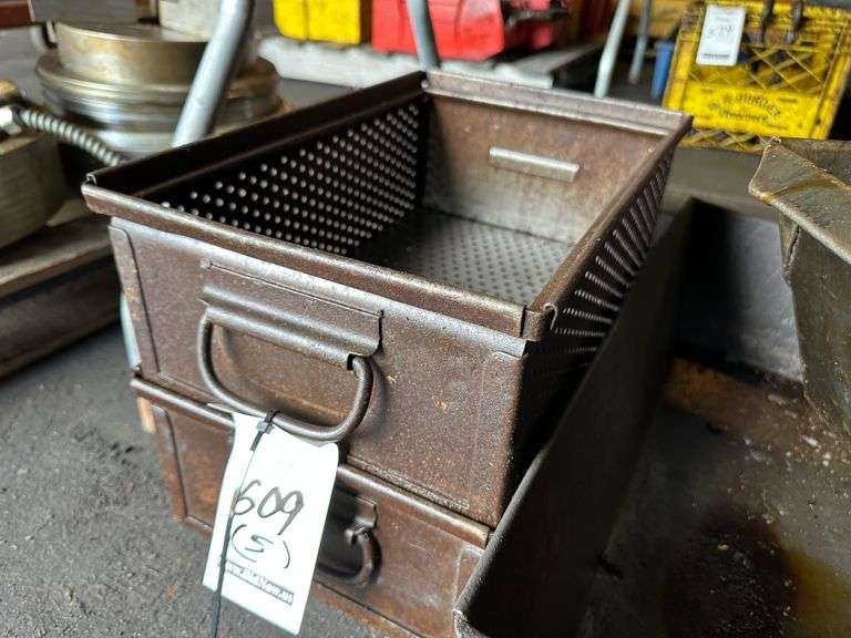 (2)-Perforated Metal Parts Bins (9-1/2" x 14" x 5" deep); (4)-Metal ...