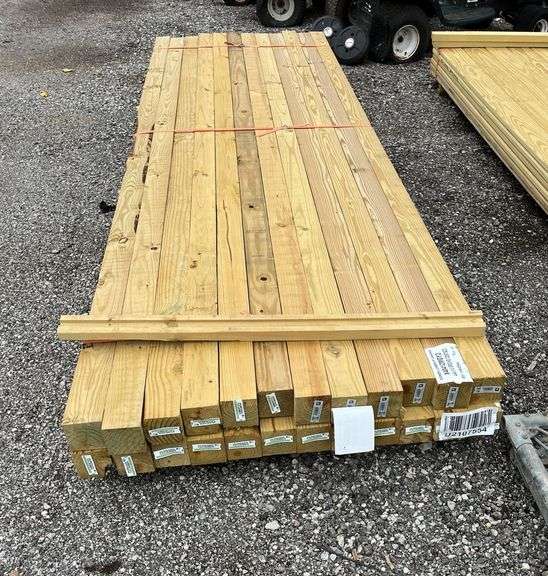 (24) Pieces of treated lumber, 4" x 4" x 10'L - Albrecht Auction Service