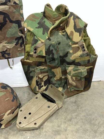 Helmet, body armor fragmentation protective vest, pair of pants, ammo ...