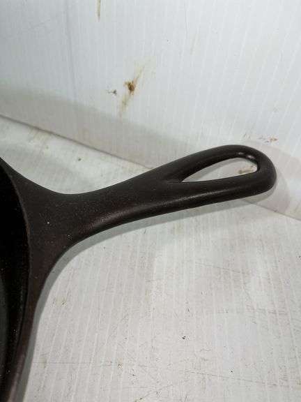 (3) Cast iron pans, include: 1- Erie no. 8, 10"W, good; 1- Wapak no. 7 ...