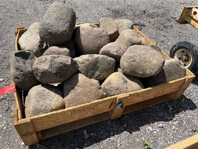 Crate of large rocks, crate- 37 3/4" x 32" - Albrecht Auction Service
