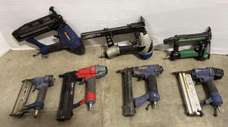(7) Air nail guns, includes: Trim gun, brad gun, narrow crown nailer ...