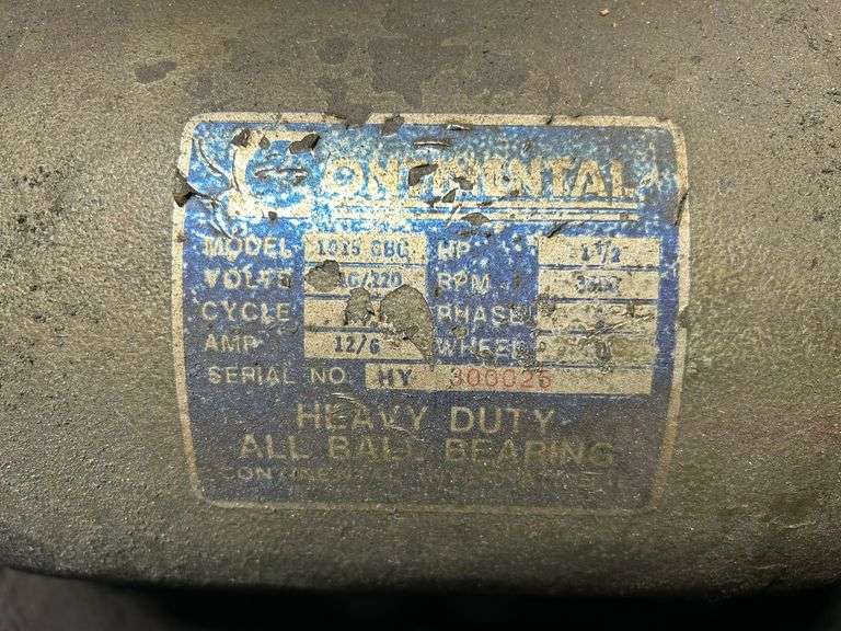 Continental Heavy Duty Grinder, Model 1015 CBC, Single Phase, 1-1/2 hp ...