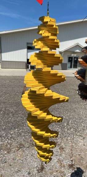 Wooden yellow extra-large wind spinner, handcrafted and ready to hang ...
