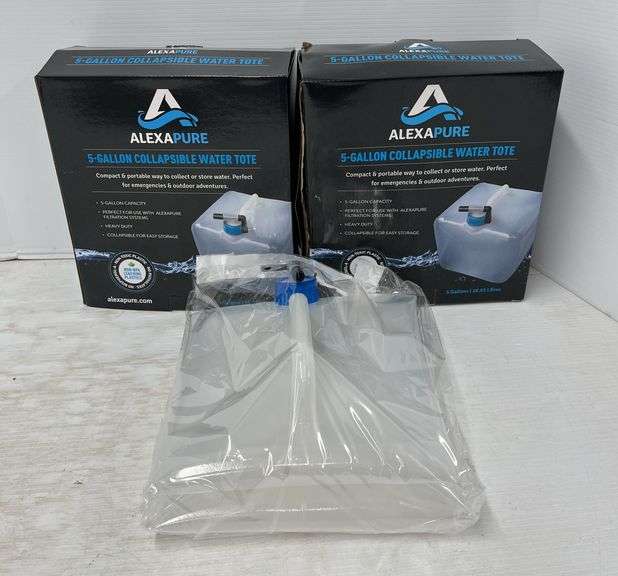 (2) Alexa Pure 5-gallon collapsible water totes, NIB - Albrecht Auction ...