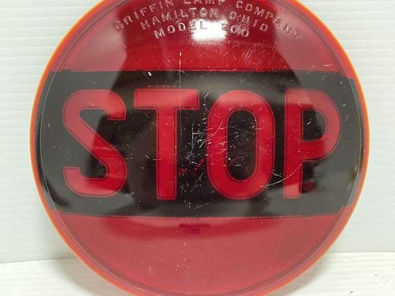 Older Griffin red glass lens, 6"Dia, good - Albrecht Auction Service