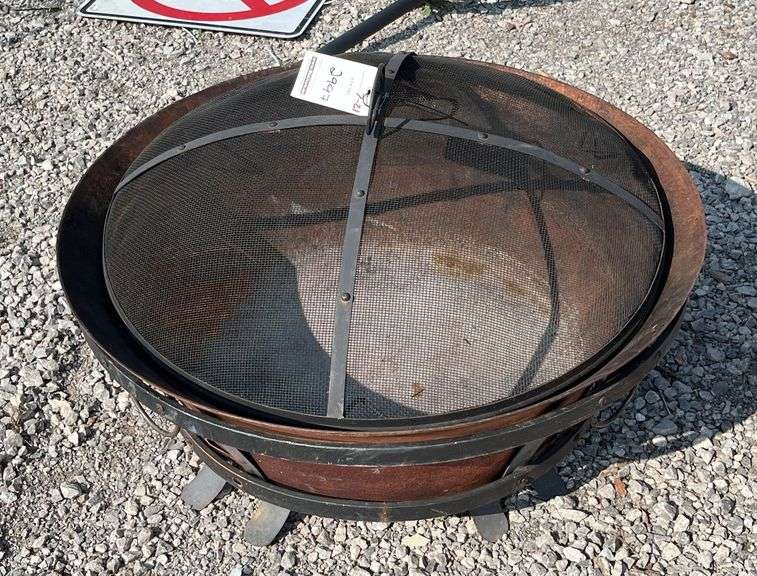 Extra large fire pit with screen, dish is thick and heavy, and should ...