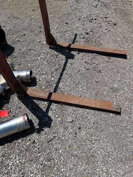 Pallet forks with rod, forks- 42"L x 46"H, rod- 72"L, used, some rust ...