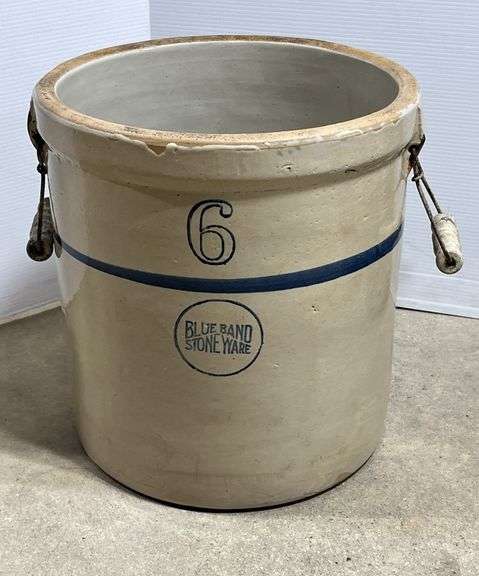 6-Gallon crock, Blue Band Stoneware by AD Ruckle Pottery Co. of White ...