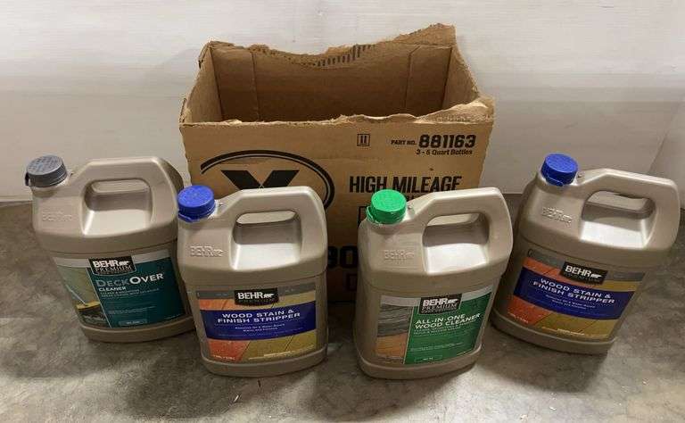 Behr stain and wood, cleaner and stripper, new - Albrecht Auction Service
