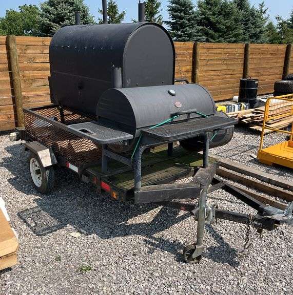 (2) BBQ smokers mounted on a 4' x 8' trailer with a wood box, works ...