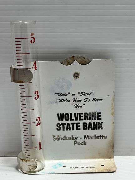 (3) Older advertising rain gauges, includes: One- Michigan Bean Co ...