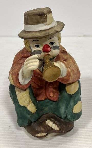 Vintage ceramic hobo clown music box with horn by Sun Saint, 7"H, great ...