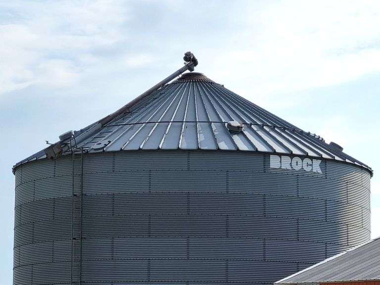Brock Grain Bin, 50,000-Bushel Capacity, 6" Roof Auger, Aeration Fan ...