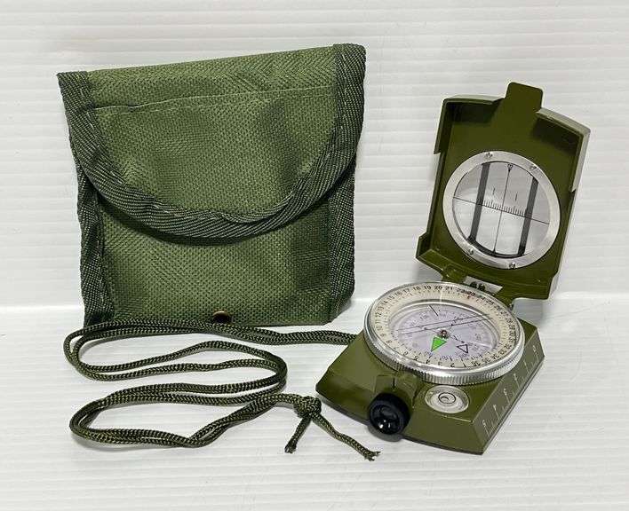 Military metal compass with pouch, compass- 3"W total, new - Albrecht ...