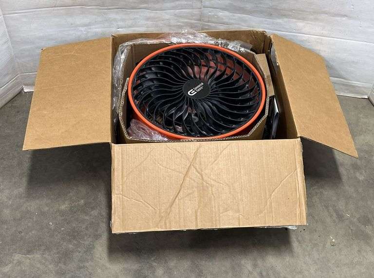 16" Turbo drum fan, orange in color, commercial electric brand ...