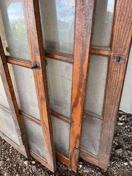 (4) 4-pane oak wood windows, each- 16" x 32", great - Albrecht Auction ...