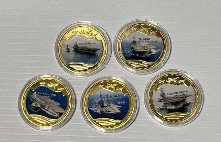5-Coin US Navy aircraft carrier warship challenge coin set, includes ...