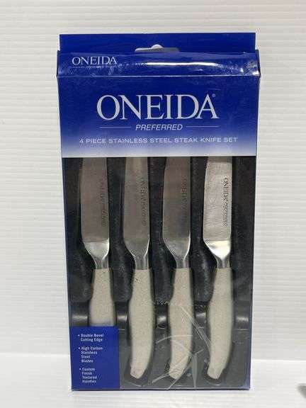 Japanese Blade Art 7" Chef knife with sheath, full tang, excellent; Oneida steak knife set ...