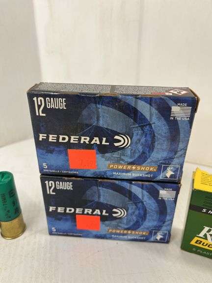 (10) Federal 12-Gauge 2 3/4" Shells, 00-Buckshot; (5) Remington 12 ...