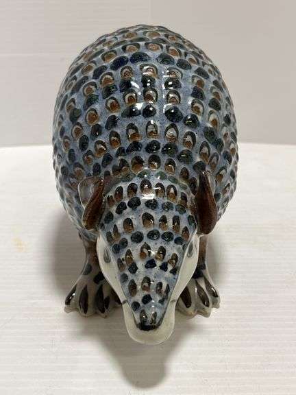 Ken Edwards pottery armadillo, stoneware pottery, 13"W x 4"H, like new ...