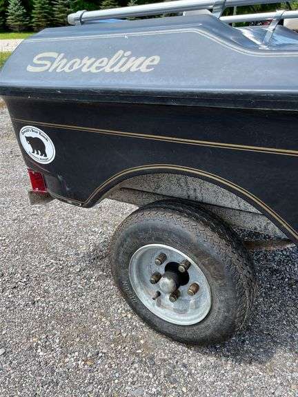 1980s Shoreline motorcycle trailer, 39" x 45" x 30", new tires and ...