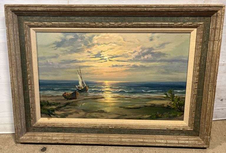 Oil painting on canvas, Ceslovas Janusas, 30" x 18", needs some ...