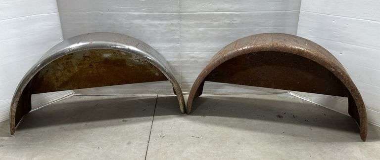 Pair of Universal metal fenders, some surface rust, 30"W, never used or ...
