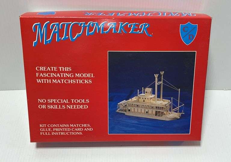 Matchmaker matchstick model, River Steamboat, complete kit, box- 12"L ...