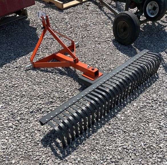 60" Landscape rake for tractor, 3-point tow-behind lawn dethatcher ...
