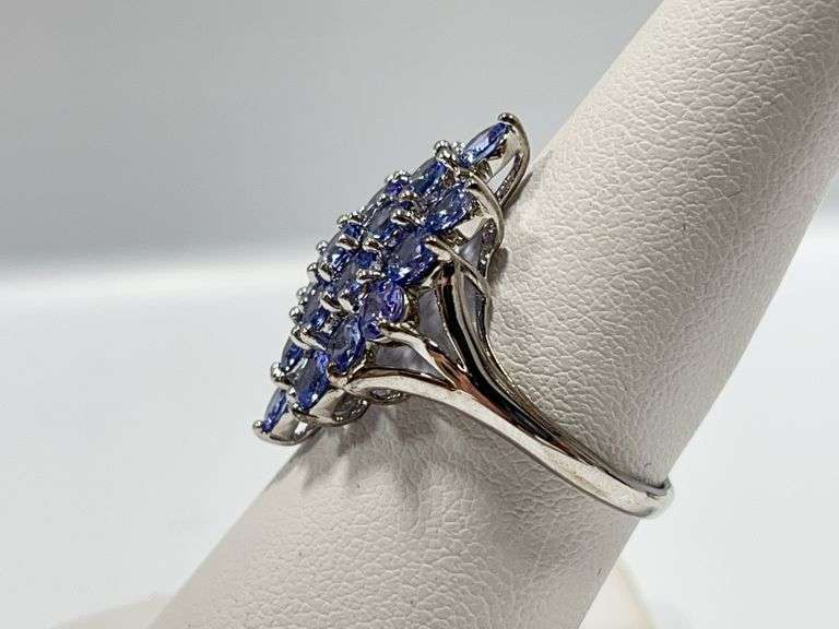 Affinity sterling silver gems random cut tanzanite cluster ring, size 7 ...