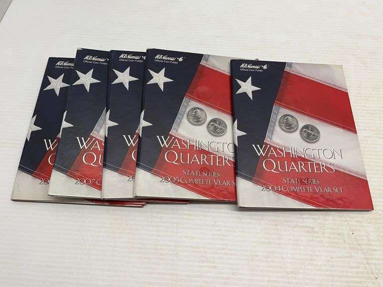 (22) Quarter coin collecting books, 1999-2008 complete Harris and Co ...