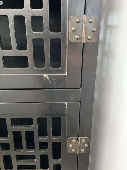 Wooden storage cabinet, open lattice pattern with locking doors, 4 ...