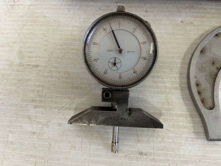 0" to 5" Micrometer Set in Wooden Box; Depth Micrometer; (2)-Vernier ...
