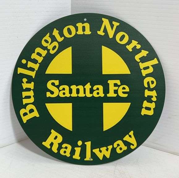 Modern "Burlington Santa Fe Railway", metal sign, 8" x 8", new ...