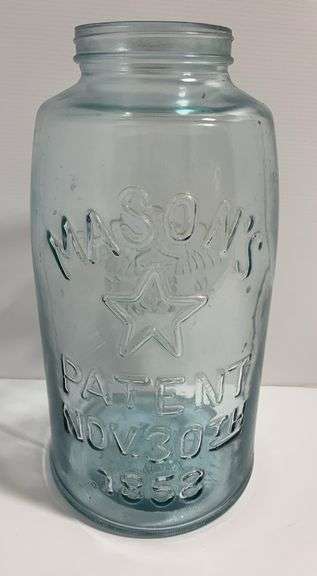 Older Mason jar, 5-gallon, 17"H - Albrecht Auction Service