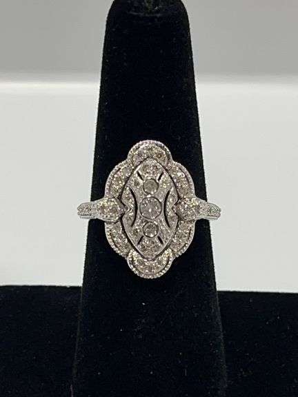 Affinity diamond estate inspired ring, 1/3 ct. tw, 14K white gold, size ...
