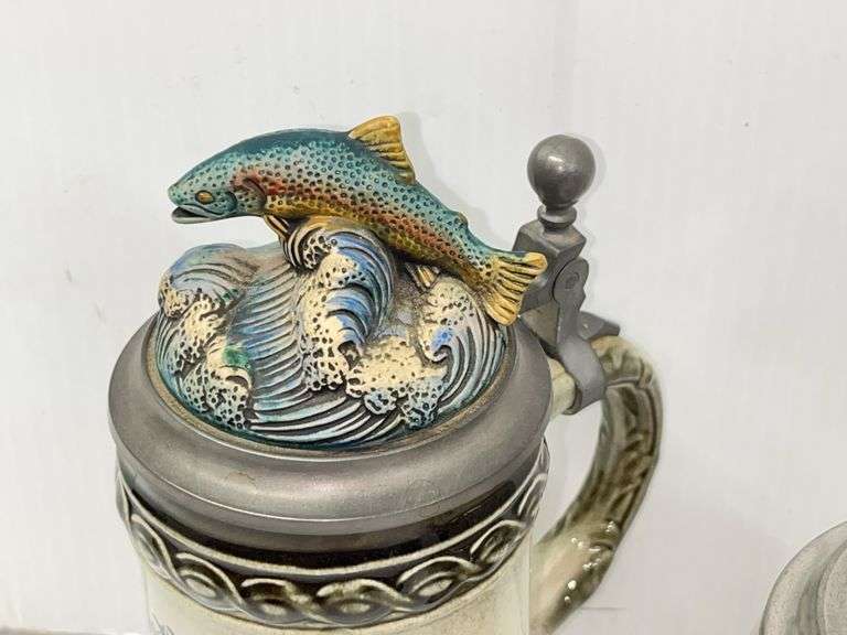(2) Tall Older Lidded Steins, and a Short Lidded Stein, TN727 ...