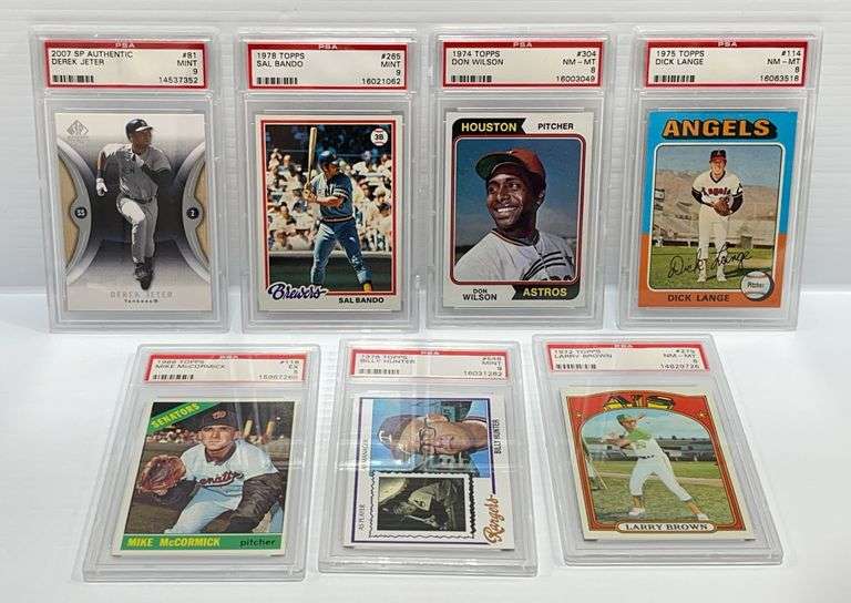 (7) PSA graded Baseball cards, include: 2007 SP Authentic Derek Jeter ...