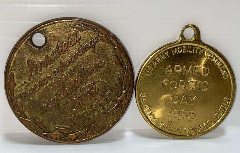 (4) Automotive collectible tokens, includes: Detroit Arsenal 25th ...