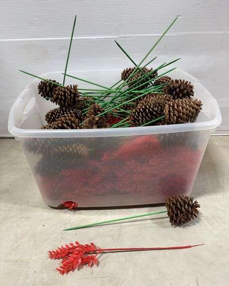 Pine cone sticks, and red filler greenery, up to 16"L, new - Albrecht ...