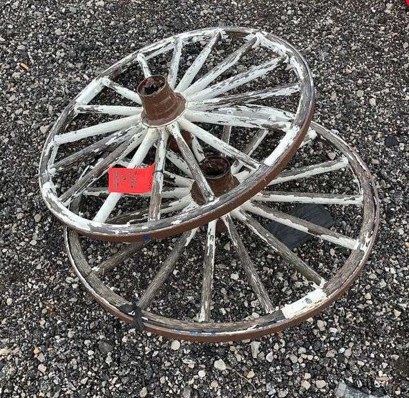 (2) Older wagon wheels for decoration, used, some rot - Albrecht ...