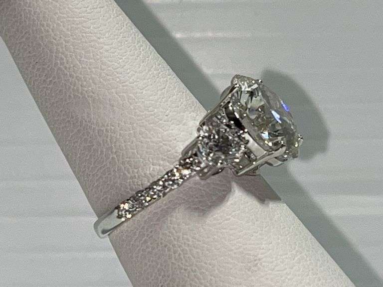 14K gold 6.39 ct. round lab diamond ring, size 6 1/2, includes ...